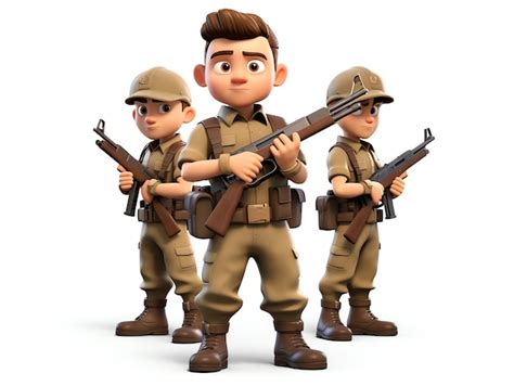 Premium Photo 3d Character Portraits Of Young Army
