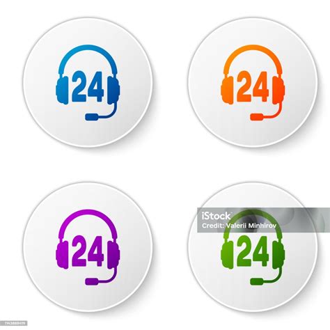 흰색 바탕에 지원 또는 서비스 아이콘 컬러 헤드폰 상담 핫라인 콜센터 Faq 유지 보수 및 지원의 개념 원 버튼의 색상 아이콘을