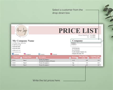 Advanced Price List Template Excel Google Sheets PDF Etsy