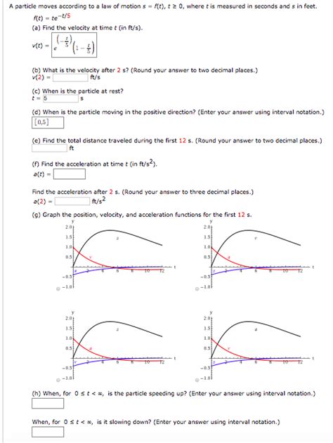 Solved A Particle Moves According To A Law Of Motion S T Chegg Com
