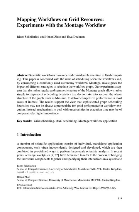 Pdf Mapping Workflows On Grid Resources Experiments With The Montage Workflow