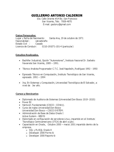 Guillermo Antonio Calderon Pdf Oracle Corporation Servidor