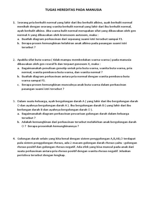 Tugas Hereditas Pada Manusia Pdf