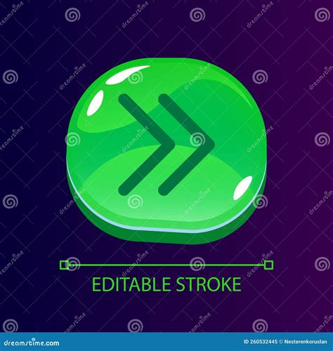 double right side arrow glossy ui button with linear icon stock vector