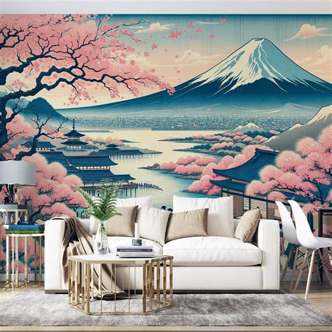 Mount Fuji Mural Wallpaper Japanese Elegance For Zen Decoration