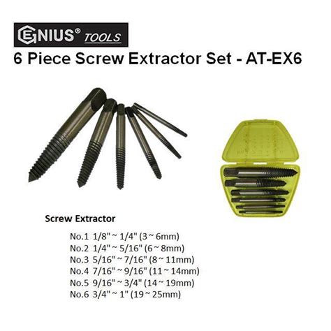 Genius Tools 6 Piece Screw Extractor Set At Ex6 Lazada