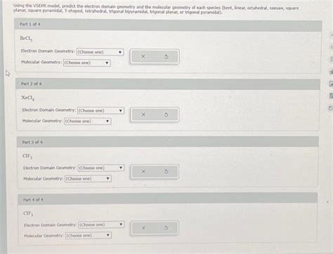 Solved Using The VSEPR Model Predict The Electron Domain Chegg Com