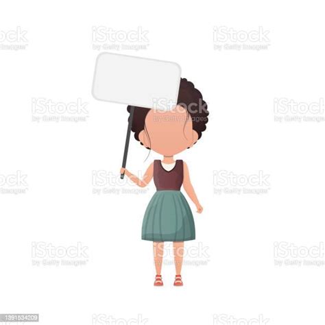 곰팡내 나는 포스터와 텍스트를위한 공간을 가진 귀여운 소녀 만화 스타일 벡터 공란에 대한 스톡 벡터 아트 및 기타 이미지