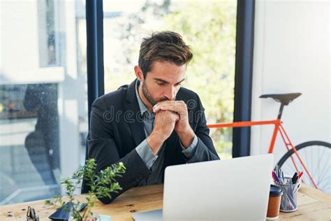 Business Thinking And Man With Laptop Stress And Solution With Online