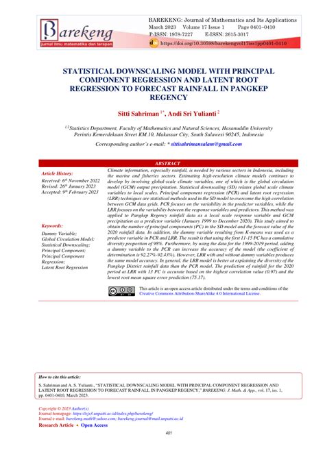 Pdf Statistical Downscaling Model With Principal Component Regression And Latent Root