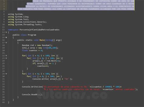 Arrays VisualStudio C Porcentaje Y Cantidad De Metros Cuadrados Tutorias Co