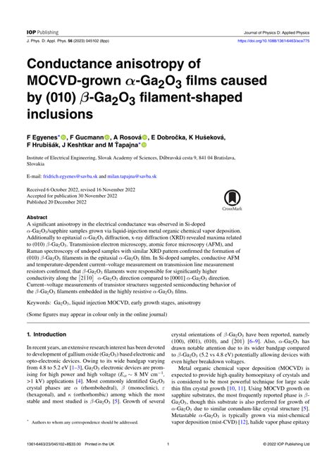 Conductance Anisotropy Of Mocvd Grown α Ga2o3 Films Caused By 010 β