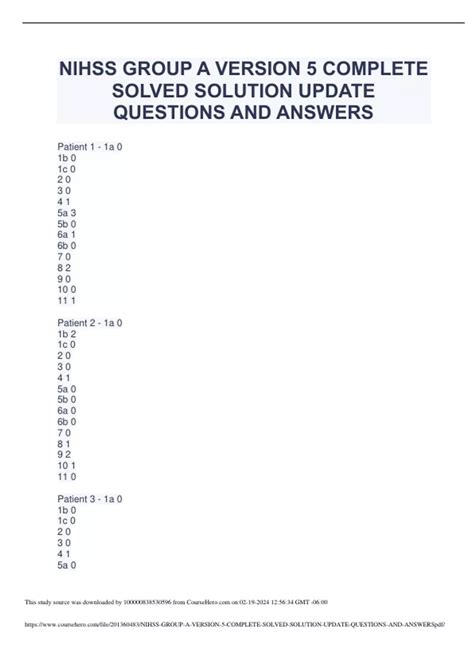 Nihss Group A Version 5 Complete Solved Solution Update Questions And