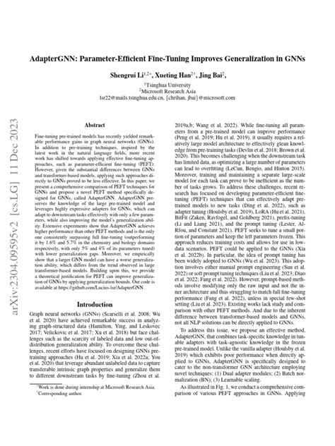 Adaptergnn Parameter Efficient Fine Tuning Improves Generalization In