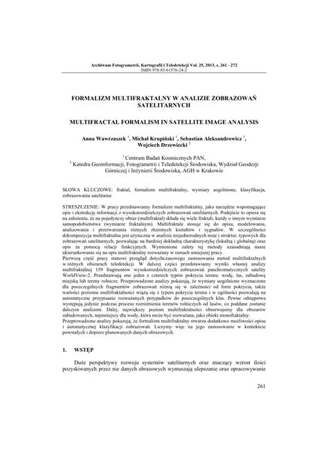Pdf Multifractal Formalism In Satellite Image Analysis