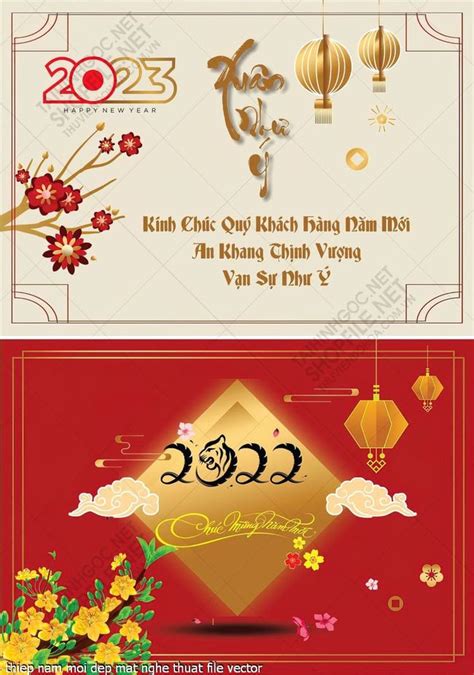 Thiep Nam Moi Dep Mat Nghe Thuat File Vector