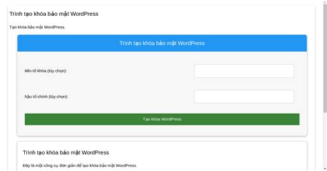 Trình Tạo Khóa Wordpress Tạo Khóa Bảo Mật Wordpress