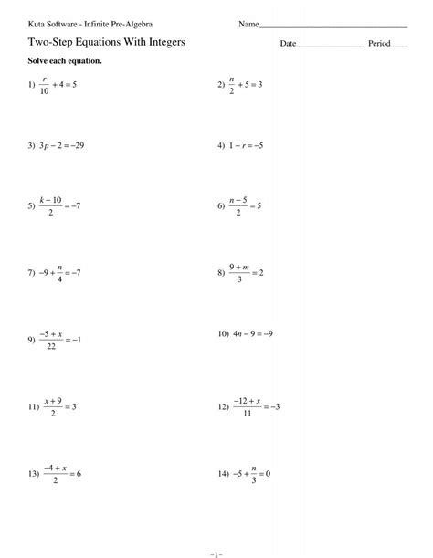 Solving Two Step Equations With Integers Pdf Tessshebaylo