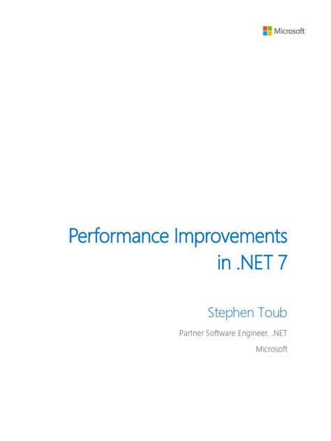 Performance Improvements Stephen Toub Pdf