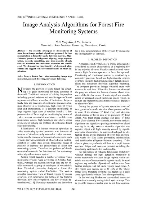 PDF Image Analysis Algorithms For Forest Fire Monitoring Systems