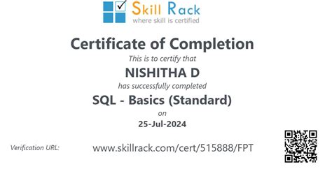 Sql Database Skilldevelopment Learning Certification Nishitha D