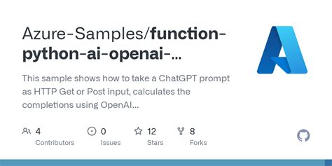 Github Azure Samplesfunction Python Ai Openai Chatgpt This Sample Shows How To Take A