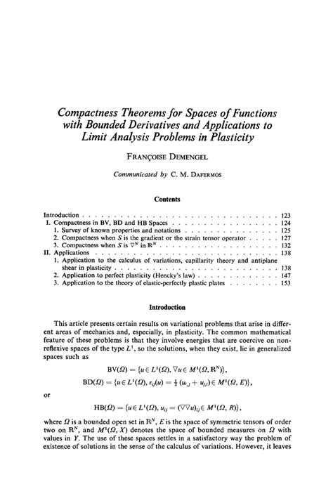 Pdf Compactness Theorems For Spaces Of Functions With Bounded Derivatives And Applications To