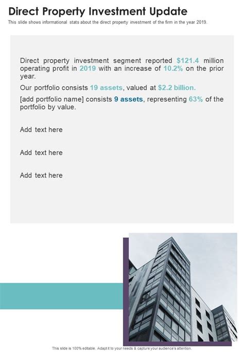 Direct Property Investment Update One Pager Documents