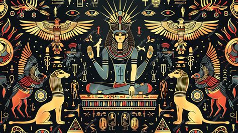 Ornate And Colorful Egyptianthemed Illustration Featuring A Pharaoh