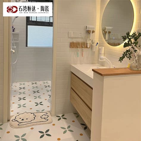 北欧复古小花砖300x300浴室卫生间防滑地砖阳台墙砖厕所厨房瓷砖 阿里巴巴