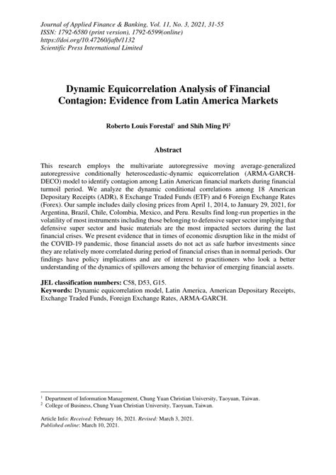 Pdf Dynamic Equicorrelation Analysis Of Financial Contagion Evidence From Latin America Markets