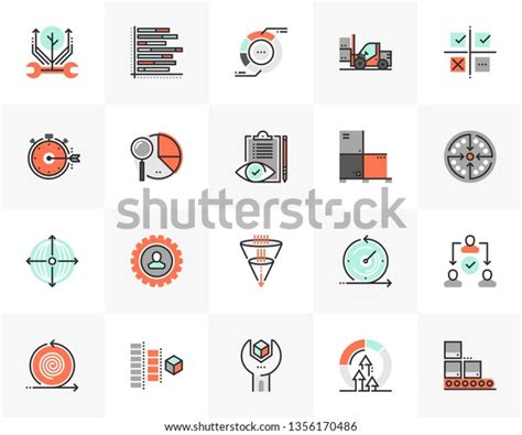 Flat Line Icons Set Agile Development Stock Vector Royalty Free Shutterstock