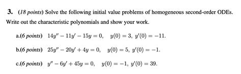 solved 3 18 points solve the following initial value