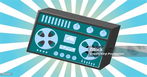 레트로 오디오 음악 테이프 레코더 오래된 빈티지 자기 테이프 릴 힙스터 70년대 80년대 90년대 블루 추상 광선 배경 대형 휴대용 카세트 라디오에 대한 스톡 벡터 아트 및