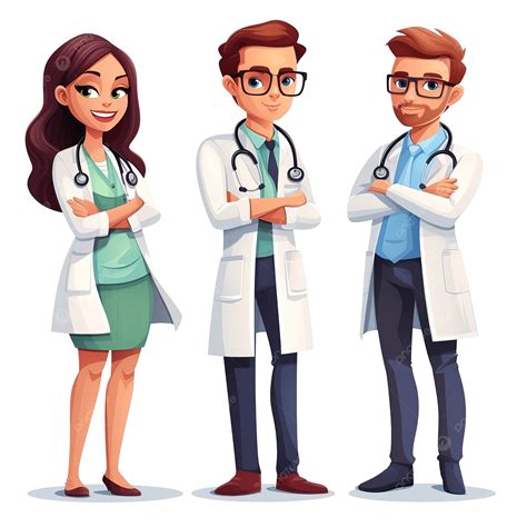 Medical Team Doctors And Nurse Assistant Cartoon Characters Medical