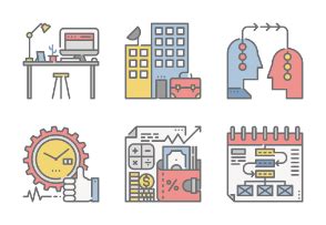 Business Management Color Icons By Becris