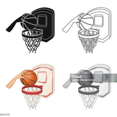바스 켓 근처 공 손입니다 농구 만화 스타일 벡터 기호 재고 일러스트 웹에서 단일 아이콘 Championship에 대한 스톡 벡터 아트 및 기타 이미지 Istock