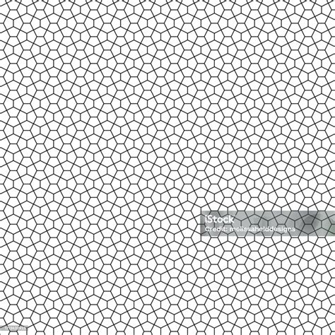 Abstract Geometric Interlocking Shapes Black Line Lattice Seamless