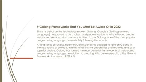 PPT 9 Golang Frameworks That You Must Be Aware Of In 2022 PowerPoint