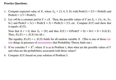 Practice Questions Compute Expected Value Of X Chegg