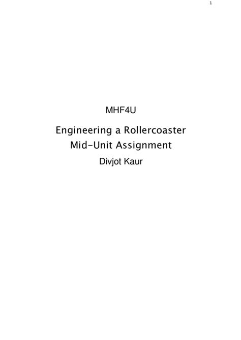 Divjot Kaur Engineering A Rollercoaster Mid Unit Assignment Virtual Highh School Mhf 4u