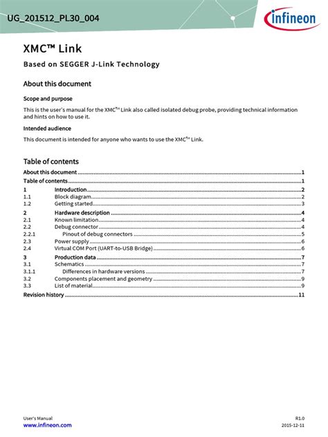 Infineon Xmc Link Board Users Manual Pdf Usermanual V01 00 En Pdf