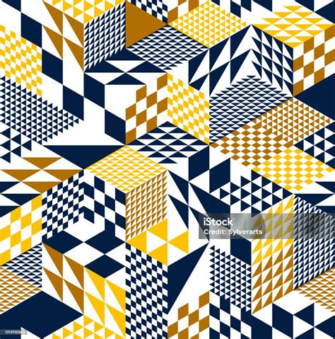 원활한 큐브 벡터 배경 마름모및 삼각형 상자는 타일 패턴 3d 아키텍처 및 구성 기하학적 디자인을 반복합니다 0명에 대한 스톡 벡터 아트 및 기타 이미지 Istock
