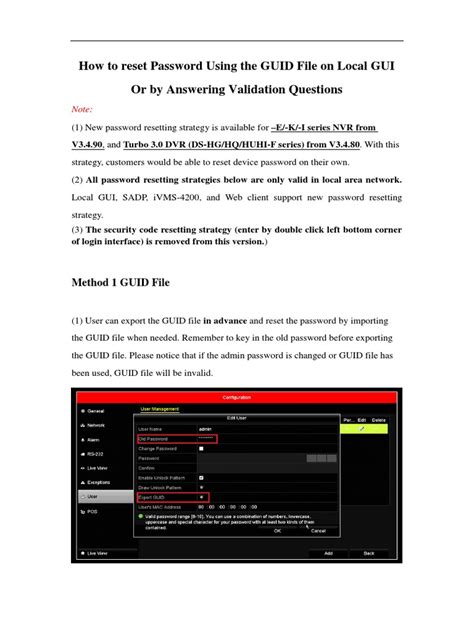 How To Reset Password Using The Guid File On Local Gui Or By Answering Vaildation Questions