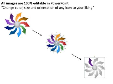 Flow Chart Diverging Arrows Form Strategy Circular Network PowerPoint Slides PowerPoint