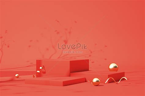 심플한 빨간색 전시대 배경 사진 및 창의적인 일러스트 무료 다운로드 Lovepik