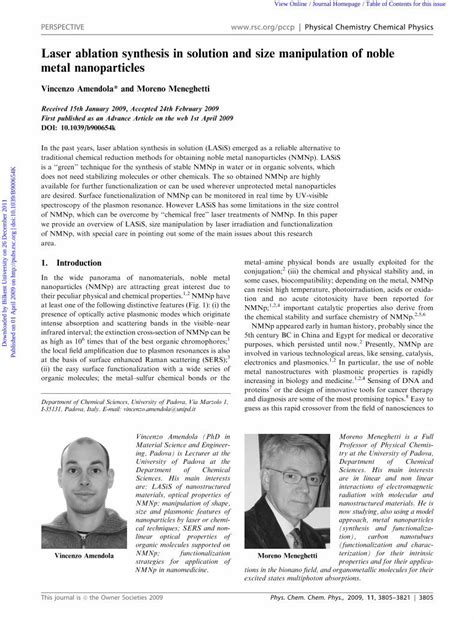 Pdf Laser Ablation Synthesis In Solution And Size Manipulation Of