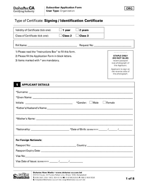 Fillable Online Eca Digital Certificate Foreign Subscribers Forms