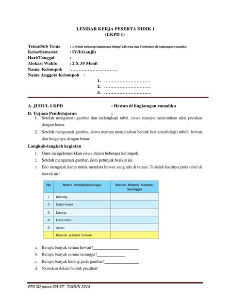 Detail Contoh Lkpd Sd Koleksi Nomer 17