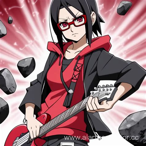 Sarada Uchiha Standing On A Rocky Cliff Ai Art Generator